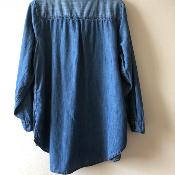 Ruff Hewn | Tops | Ruff Hewn Lace Up Neck Chambray Tunic | Poshmark
